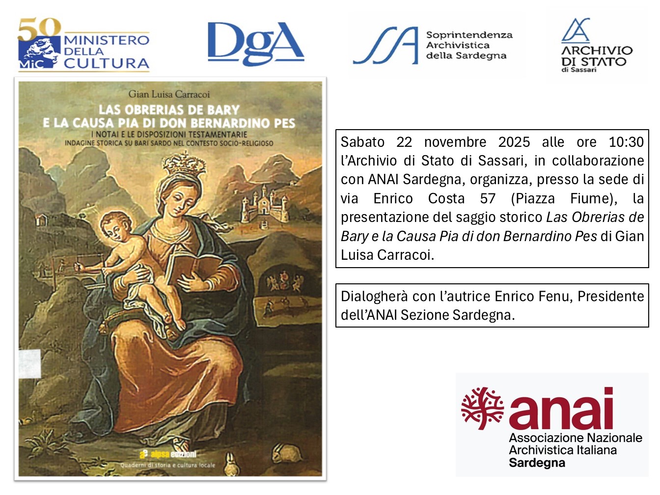 Presentazione saggio storico "Las Obrerias de Bary e la Causa Pia di ...